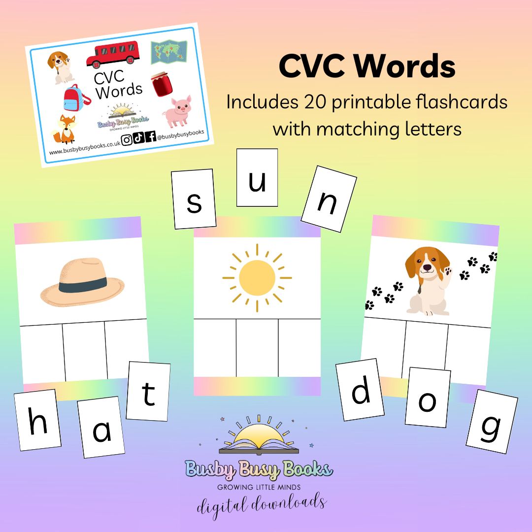 CVC Words - phonics, key stage 1, early years, flashcards (digital dow ...