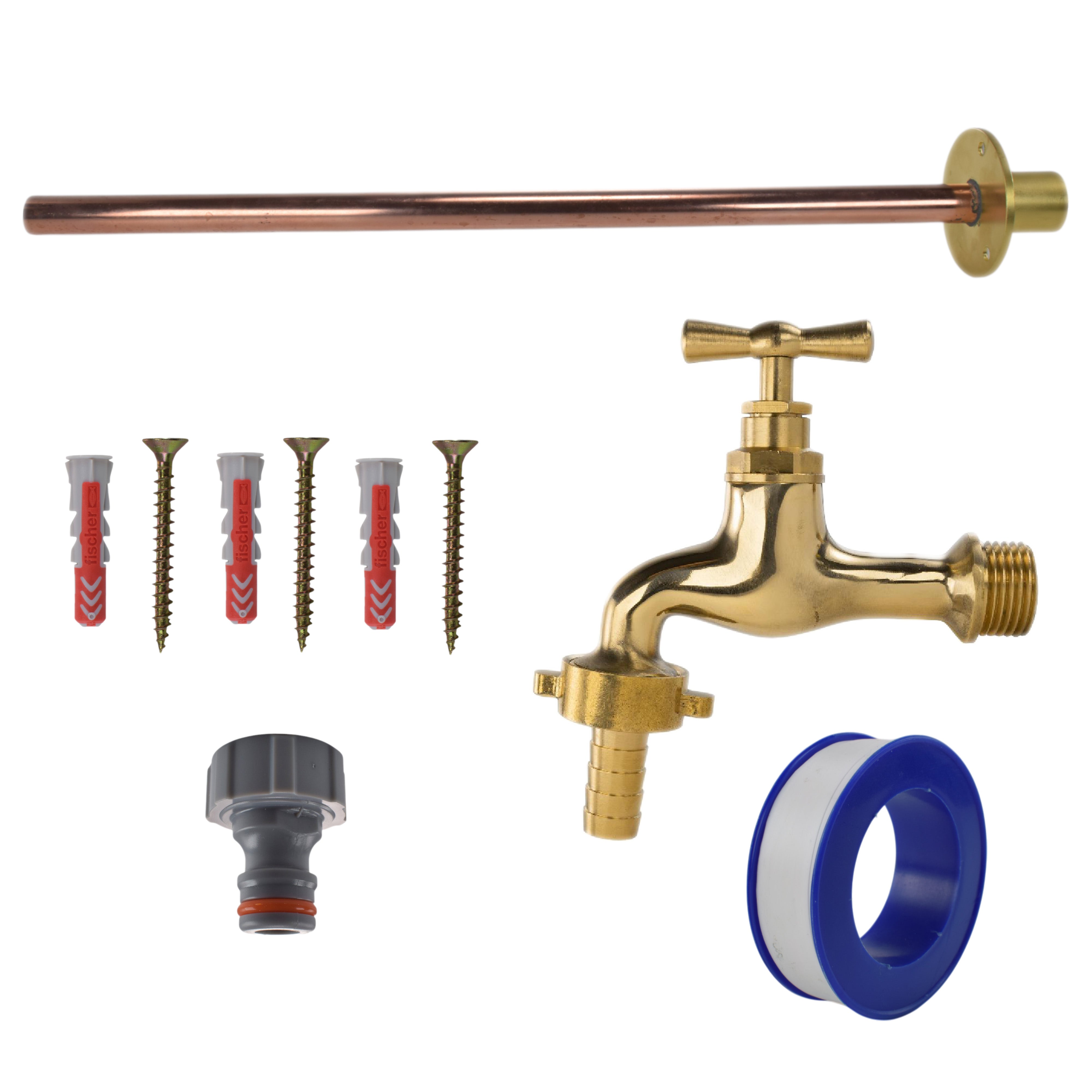 Polished Brass 13mm Barb Tap BASIC Connection Kit – Empire Warehouse