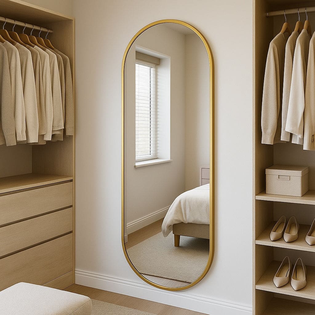 Emi - Full Length Gold Metal Runway Oval Mirror - 180cm x 80cm – Empire ...