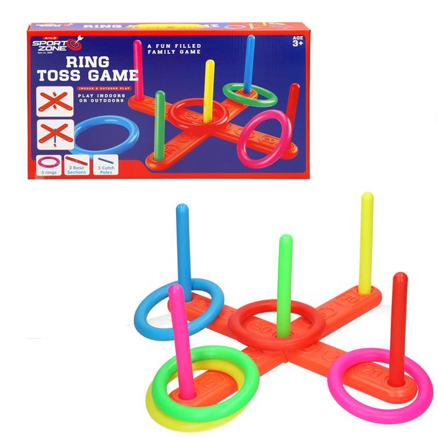 PLASTIC HOOP RING QUOITS TOSS TOSSING GAME SET SUMMER OUTDOOR FUN FAMI ...